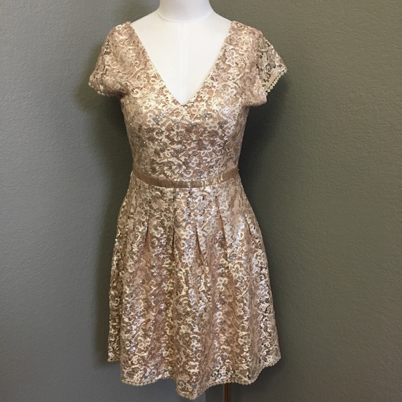 C. Luce | Dresses | Gold Sequin Lace Dress | Poshmark